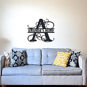 Badger Steel USA - Alphabet Split Wall Decor - Metal Wall Art - 18" X 18" - Black