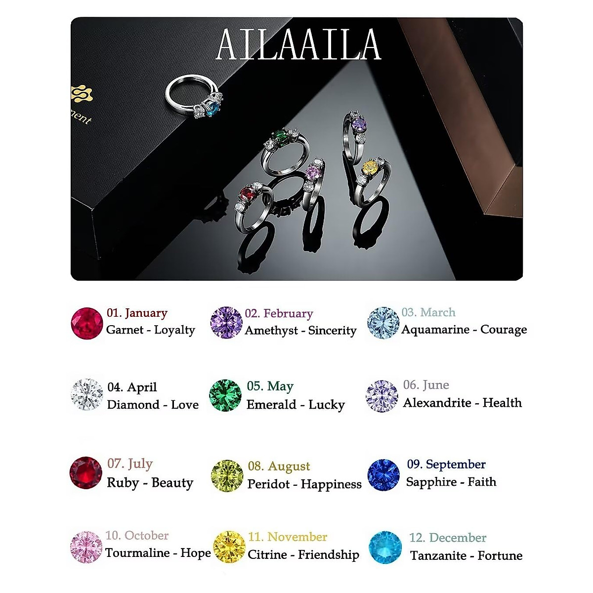 AILAAILA Kids Rings for Girls Birthstone Rings Size 1 2 3 4 Birthday Gifts Stainless Steel Jewelry Pink Diamond Rings for Women October Size 3
