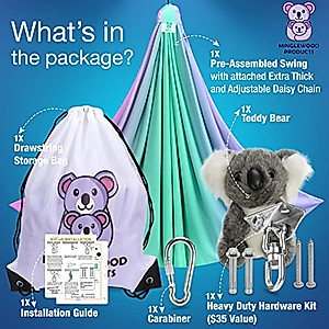 Sensory Swing + 360° Swivel Hanger, Double Layer Indoor + Outdoor Swing for Kids, Hanging Pod Chair, Helps with Sensory Disorders, Autism, ADHD, Anxiety, Therapy Swing, Pod Swing Chair