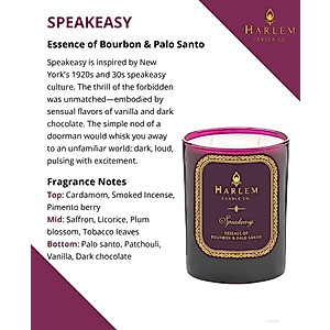Harlem Candle Company Speakeasy Luxury Scented Candle, Double Wick, 12 oz Burgundy Glass Jar, Soy Wax, Gift Box, Palo Santo, Cardamom, Incense, Bourbon, Licorice, Tobacco and Pachouli