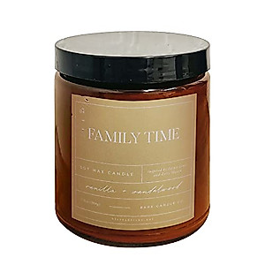 Blessed Is She - Sandalwood & Vanilla Scented Glass Candle Jar with Lid - 7.2 Oz | 100% Natural  Soy Wax with Wood Wick Candles | 70-84 Hours Long Burning Candles for Home Scented