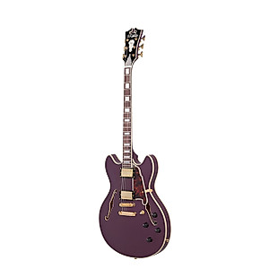 D'Angelico Deluxe DC Semi-Hollow Electric Guitar - Matte Plum