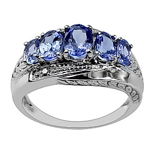 Carillon 0.95 Carat Tanzanite Oval Shape Natural Non-Treated Gemstone 925 Sterling Silver Ring Engagement Jewelry for Women & Men
