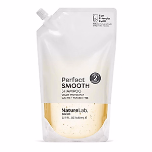 NATURELAB. TOKYO Perfect Smooth Shampoo: Eco-Friendly Refill Pouch: Weightless Frizz Control for Smoother, Healthier Hair and Scalp I 22.9 FL OZ / 680ml