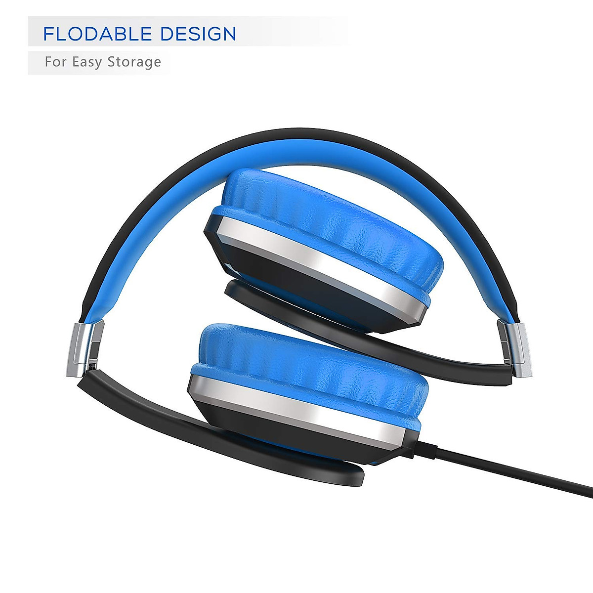 ELECDER Kids Headphones i41 Headphones for Kids Children Girls Boys s Foldable Adjustable On Ear Headphones with 3.5mm Jack for Cellphones Computer Kindle School Black&Blue,