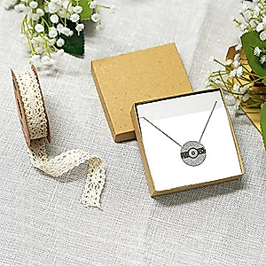 Cardboard Jewelry Boxes 10 Pack - 3.5"x3.5"x1" Bulk Cotton Filled Small Gift Boxes with Lids for Jewelry Packaging (Kraft)