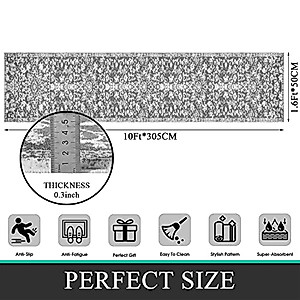 Pauwer Vintage Distressed Runner Rug, Washable Long Area Rug, Medallion Carpet Runner for Laundry Room Kitchen Floor Hallways Bedroom (Grey, 1.7'X10' Ft)