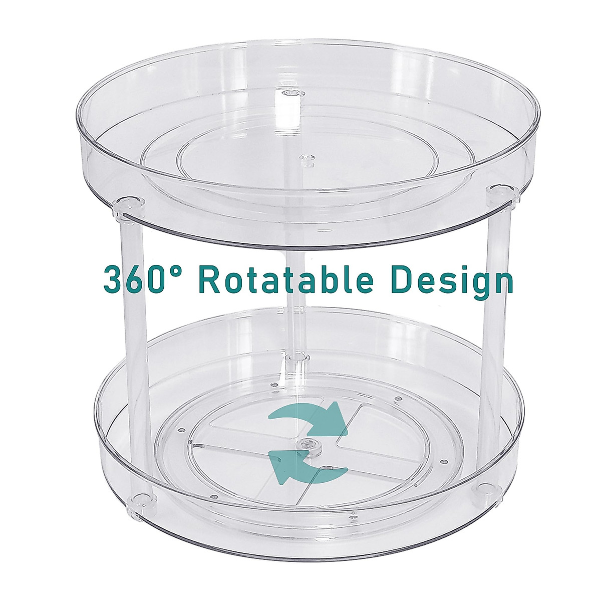 YTXXDEUS 2 Tier Lazy Susan Bathroom Organizer,10.6 Inch Clear Spice Rack Turntable for Kitchen Cabinet, Perfume Organizer for Vanity, 360 Rotating Tiered Tray for Cupboard, Pantry, Bathroom, Table