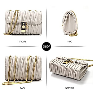 LesunPan Quilted Crossbody Bags for Women Leather Shoulder Bag Handbag Ladies Small Purses with Chain Strap and Lock