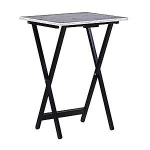 Linon Tray Table Set, 15.75"D x 18.9"W x 26.38"H, White