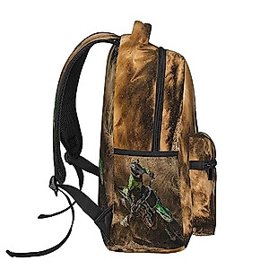 Motocross Dirt Bike Backpack for Boys Girls Men, Travel Laptop Casual College Daypack Back to School Bag One Size