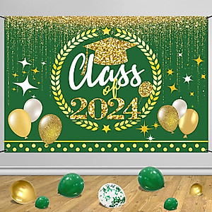 Green Graduation Party Decorations 2023,67pcs Class of 2023 Party Decor Kit with Balloon Garland Backdrop Banner and Tablecloth for High School, College, Medical Student Graduation Party Supplies