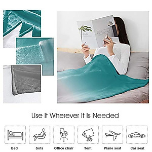 Teal Grey Graident Farmhouse Throw Blanket Flannel Fleece Blanket, Lightweight Blanket for Women Adult Girl, Baby - Microfiber Nap Blanket for Couch, Bed, Sofa - 50" x 40" Rustic Ombre Turquoise Gray