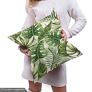 Lunarable Tropical Fabric by The Yard, Rainforest Island Jungle Foliage Pattern Green Leaves Retro Nature, Decorative Fabric for Upholstery and Home Accents, 1 Yard, Olive Green