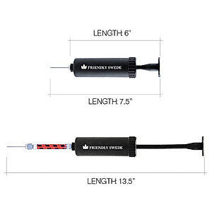 The Friendly Swede Ball Pump for Sports Balls, Including Ball Pump Needles and Nozzles, Hand Air Pump for Balls, Basketball Pump, Hand Pump for Inflatables, Soccer Ball Pump - Black (3 Pack)