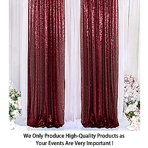 Sequin Curtains 2 Panels Burgundy 2FTx8FT Sequin Photo Backdrop Burgundy Sequin Backdrop Curtain Pack of 2-190222E