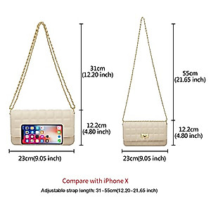 LAORENTOU Small Leather Crossbody Bag for Women Cowhide Quilted Shoulder Purse and Handbag Girl Classy Look Bag (Apricot)