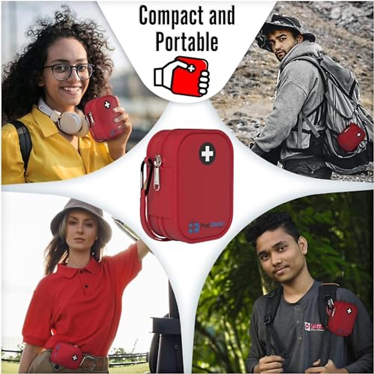 PracMedic Bags Auvi Q Carrying Case- Medicine Pouch - First Aid Pouch for Asthma Inhaler Case, Pump, Kids, Purse Essentials, Seizure Meds, Nasal Spray, Syringe, Travel Medicine, Hiking (Q-Pouch Red)