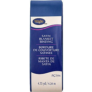 Wrights 117794584 Single Fold Satin Blanket Binding, 2" X4-3/4 yd, Stone Blue