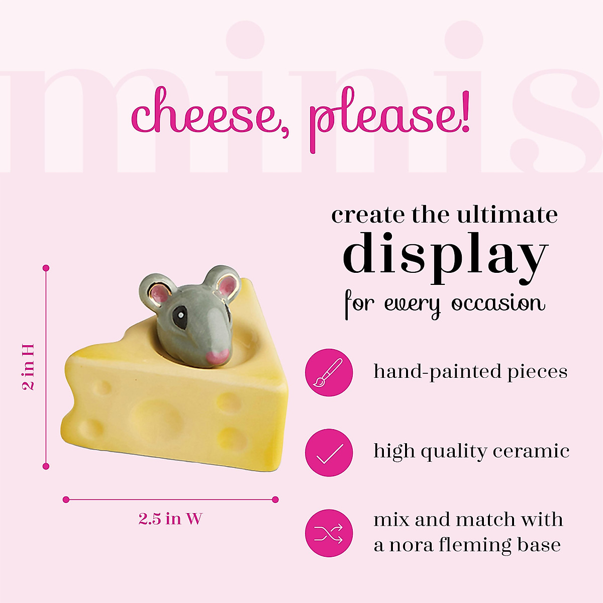 Nora Fleming Hand-Painted Mini: Cheese, Please (Mouse and Cheese) A223