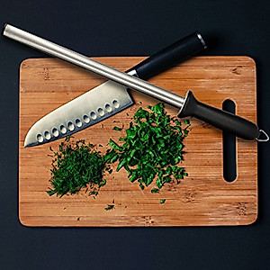 Navaris Diamond Sharpening Steel - 12" (31cm) Oval Knife Rod Sharpener for Honing Kitchen Knives - Lightweight and Durable for Home or Pro Use