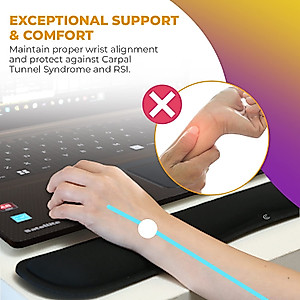 4pc Wrist Rests for Keyboard and Mouse Pad Set - Memory Foam Cushion, Black - Ergonomic Wrists Hand Arm Rest Support for Laptop Computer Desk and Gaming - Carpal Tunnel Syndrome Relief