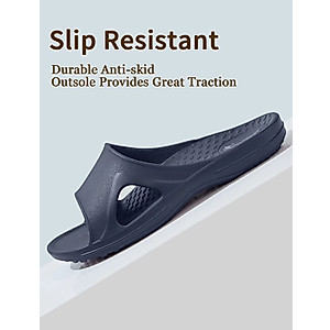 MERENCE Recovery Arch Support Slide Sandals Reduces Stress on Feet，Orthotic Plantar Fasciitis Heel，Open Toe Soft Slide Sandals for Womens Mens Beach Pool Shower Shoes Bathroom Slippers