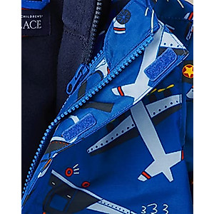 The Children's Place baby boys And Toddler Boy Heavy 3 in 1 Winter Jacket, Wind, Water-resistant Shell, Fleece Inner Down Alternative Coat, Blue Airplanes, 4T US