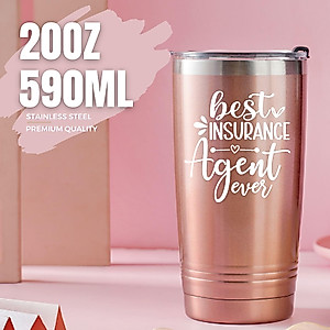 Onebttl Insurance Gifts for Women, Best Insurance Agent Ever, Stainless Steel Tumbler 20oz, Birthday Chiristmas Gifts for Women, Coworker, Boss