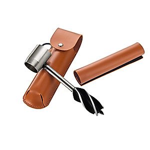 Survival Settlers Tool Hand Bushcraft Auger Drill, Manual Auger Wrench Scotch Eye Wood Drill Bit Outdoor Wood Peg and Hole Maker for Bushcrafting, Survival Wilderness Camping (Brown)