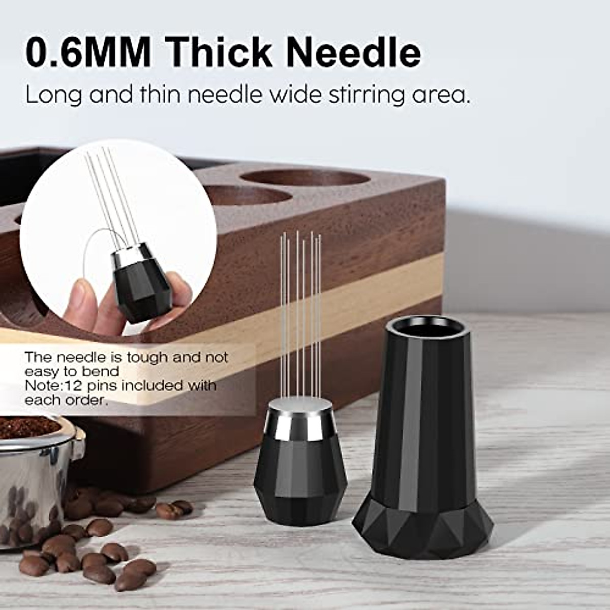 WDT Espresso Tools,Espresso Coffee Stirrer, 8x 0.6mm 304 Stainless Steel Needles Installed with 4 Extra needles for Espresso Stirrer Replacement