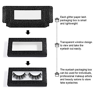 SiSiMu 40 Pieces Lash Packaging Wholesale Containers 20 Pieces Empty Lash Boxes Eyelashes Box Glitter Paper Boxes Soft Paper Lash Case Storage with 20pcs Disposable Mascara Wands(Black)