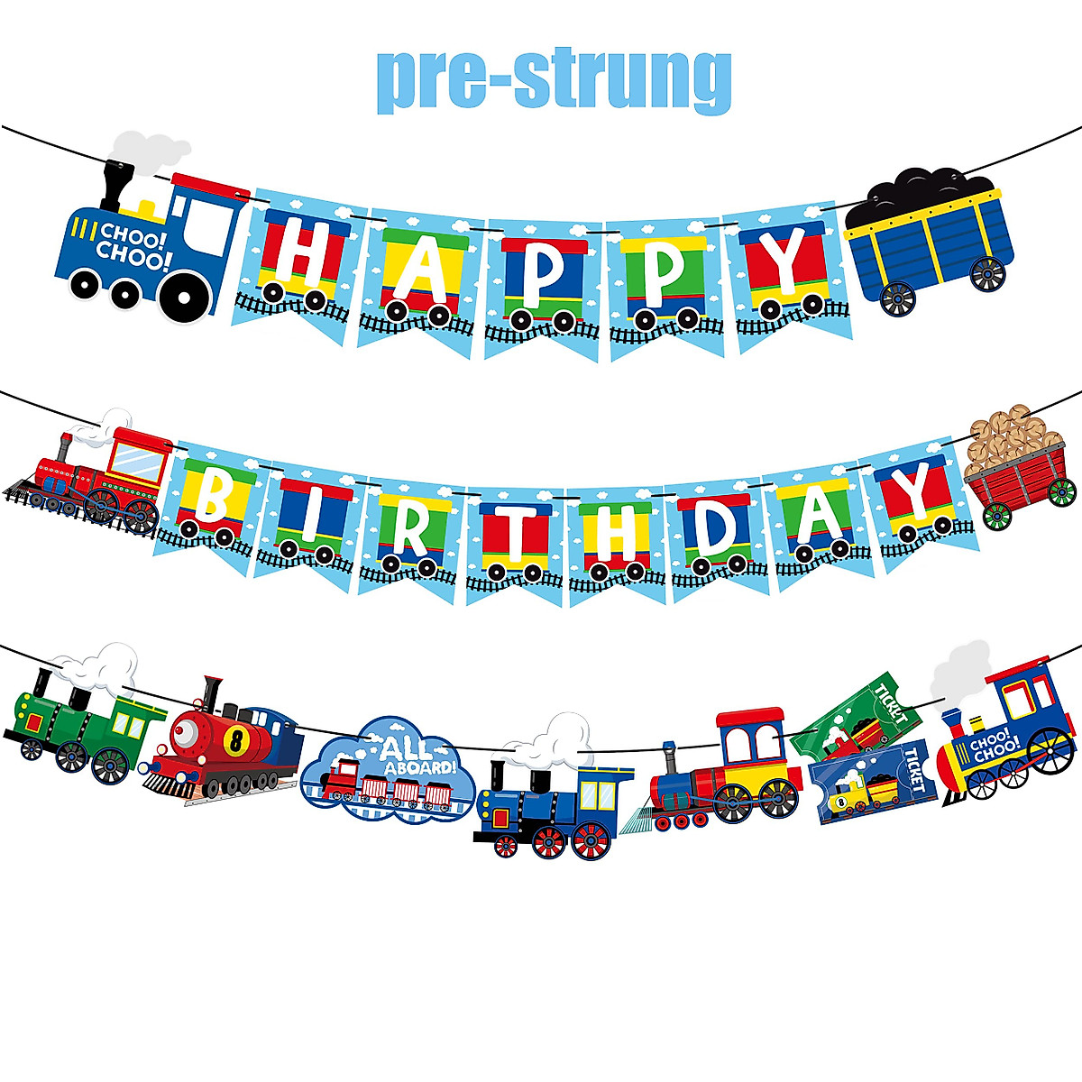 Train Birthday Party Banner Decorations Retro Train Birthday Party Supplies Steam Train Birthday Party Banner Decorations for Train Theme Birthday Party Baby Showers Party Supplies