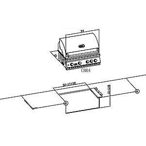 Bonfire 34-inch 4 Burner Built-in Propane Gas Grill with Rear Infrared Burner and Rotisserie Kit for Outdoor Kitchen BBQ Island, 304 Stainless Steel, CBB4-LP