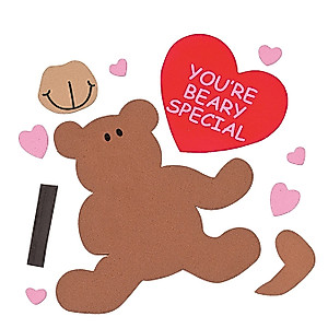 Valentines Craft for Kids (4 Pcs Set) Bear Magnet & Heart Picture Frame Foam Valentines Day Crafts Fun Activity by 4E's Novelty