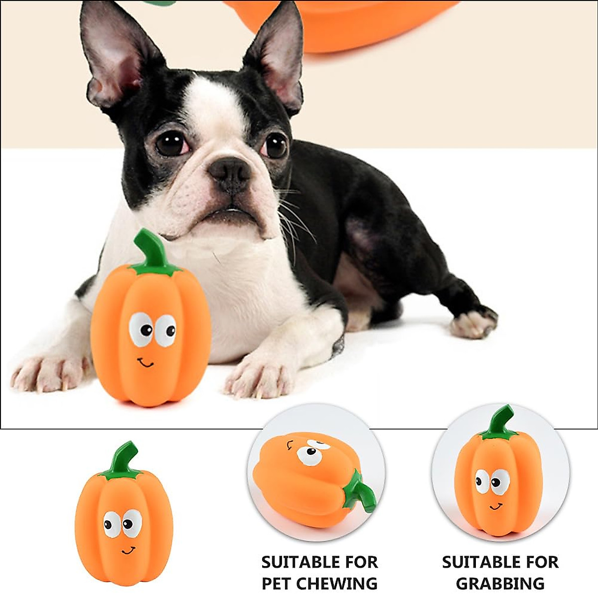 balacoo Squeaky Dog Toys - Latex Pumpkin Dog Toys for Small Dogs, Halloween Dog Toys, Puppy Chew Ball with Squeaker Dog, Grinding Teeth Toy Pet Interactive Play