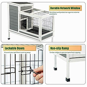 Aoxun Rabbit Hutch - Hutch Bunny Cage Pet House for Small Animals Guinea Pig with Ventilation Door & Legs Removable Tray Indoor/Outdoor Waterproof