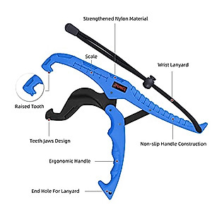 RUNCL Waterproof Fishing Scale with Lip Gripper, Fluorescent Button Digital Fish Scale 110lb/50kg - Backlit LCD Display, 40in Tape Measure - Hanging Scale for Home and Outdoor(Blue)