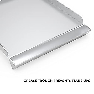 Stanbroil Stainless Steel Griddle, Universal Flat Top Griddle for Gas Grill with Side Burner, Gas Grill Accessory, 11" x 13"