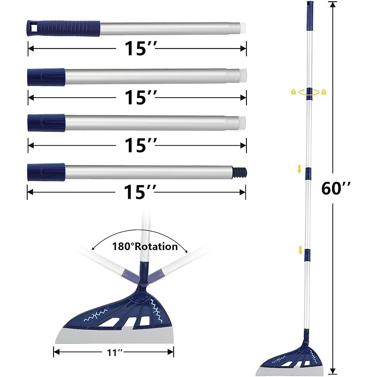 Magic Broom Sweeper, Multifunction Silicone Broom, Household Squeegee Broom for Floor Cleaning, Bathroom, pet Hair, Dark Blue Dog Broom Brush Set (Blue)