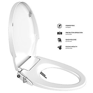 Toilet Seat Bidet Seat with Self Cleaning Dual Nozzles Non electric Separated Rear & Feminine Cleaning Natural Water Spray, soft close toilet seat,Easy DIY Installation