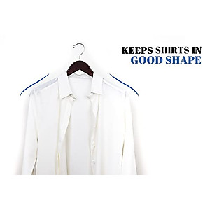 Amber Home Smooth Walnut Finish Solid Wood Shirt Dress Hangers 20 Pack, Sturdy Wooden Coat Hangers with Precisely Notches, Clothes Hangers for Jacket, Camisole, Bridal (Walnut, 20)