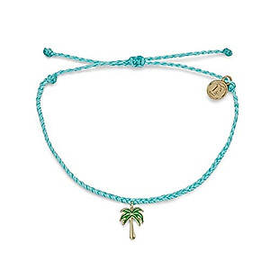 Pura Vida Gold Paradise Palms Bracelet - Waterproof, Adjustable - Seafoam Green