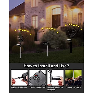 King Ma Solar Garden Lights, 2pcs 8 LED Solar Powered Firefly Lights Outdoor Starburst Swaying Vibrant Awaken Cheerful Yard Lights for Pathway Patio Landscape Decor (Warm White)