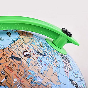 8" World Globe for Kids with LED Night Light, Small Desktop Globe with Stand, Colorful, Easy-Read, Battery Powered, Globe Map Learning Tool Educational Gift for Students