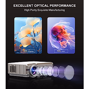 Native 1080P Full HD WiFi and Bluetooth Outdoor Projector with Speaker, 9000 Lumen Movie Projector for Home Theater, Compatible with iOS/Android/Laptop/HDMI/PC/TV Stick/USB
