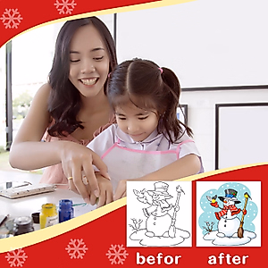 Yeaqee 12 Pcs Christmas Pre Drawn Canvas Painting Stretched Cartoon Canvas 8 x 8 Inch Christmas Trees Santa Snowman Nativity DIY Art for Boy Girl Adult Craft Party Birthday Gift(Classical)