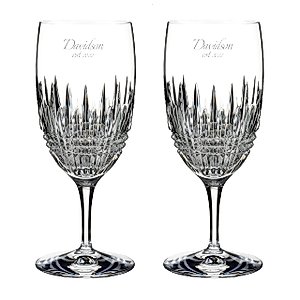 Waterford Personalized Lismore Diamond Essence Iced Beverage Glasses, Set of 2 Custom Engraved Cut Crystal Drinking Glasses for Iced Tea, Lemonade, Soda and More