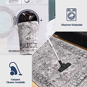 HEBE Washable Area Rug 3x5 Entry Rug Soft Distressed Area Rugs Non Slip Indoor Door Mat Boho Rug Oriental Accent Throw Rug Floor Carpet for Bedroom Kitchen Entryway Bathroom