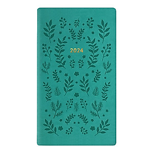 Letts of London Woodland Weekly Planner, 12 Months, January to December, 2024, Pocket Size, 5.875" x 3.125", Multilingual, Green (C082173-24)